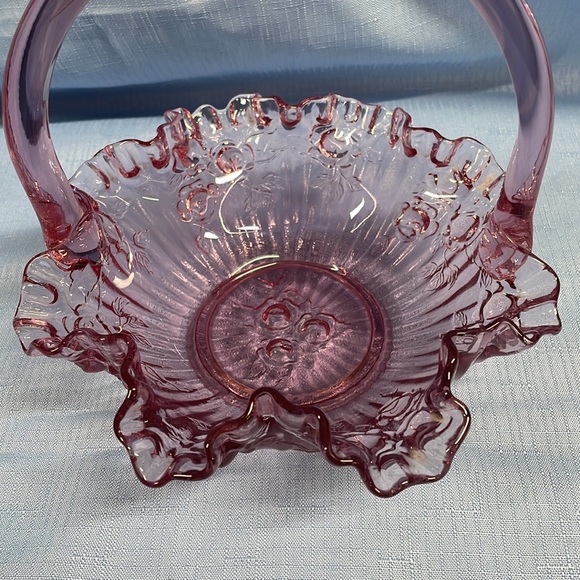 Fenton | Art | Fenton Cabbage Rose Pink Purple Basket With Handle ...